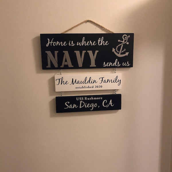 Home is Where the Navy Sends Us, Navy Sign, Patriotic Wall Décor, Navy ...