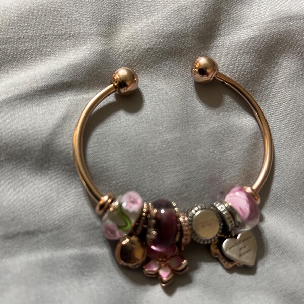 2 Charms for Pandora Beautiful Hibiscus Murano on 925 Sterling Silver ...