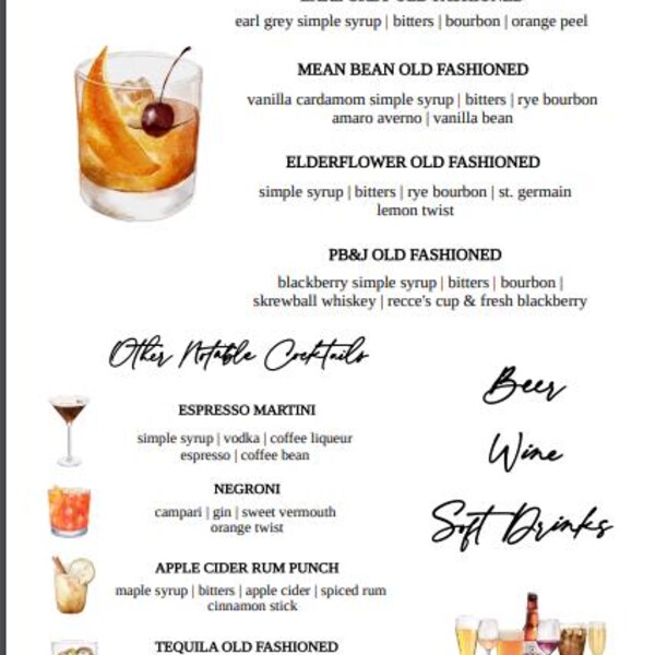 Signature Drink Sign, Modern Editable Drink Menu Template, Bar Menu ...