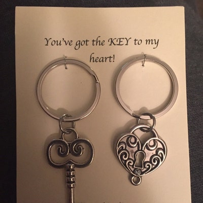 Key and Lock Keychain Set, Couples Keychains, Anniversary Gift, Husband ...