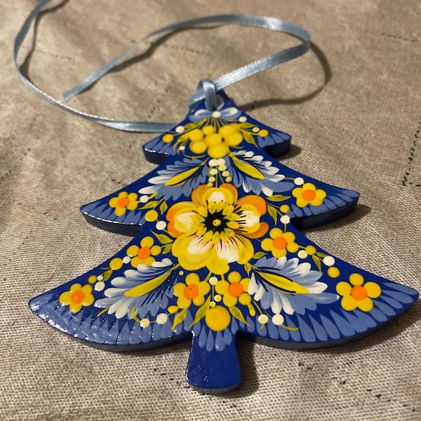 Hand Painted Ukrainian Christmas Ornament, Handmade Wooden Christmas ...