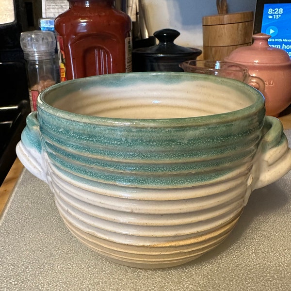 Handmade Pottery Bread Baker White Ceramic Bread Crock Pottery Handmade ...