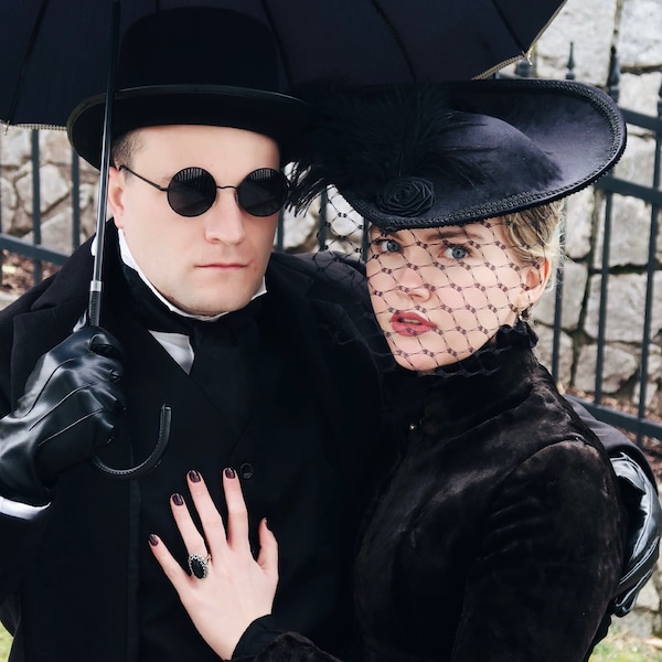 Gothic Hat, Mourning Hat, Green Velvet Hat, Kentucky Derby Hat, Downton ...