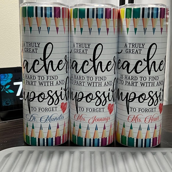 20 Oz Skinny Tumbler Rainbow Pencils Teacher Tumbler Crayons Teacher ...