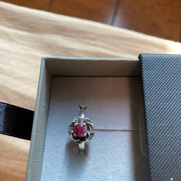 Real Ruby Ring, Flower Ring, Natural Ruby, Vintage Ruby Ring, July Birthstone Ring, Mothers ...