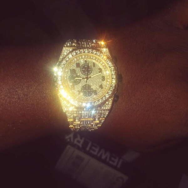 Men's 46mm Luxury Diamond Watch: End-to-end Fully Iced Out With ...