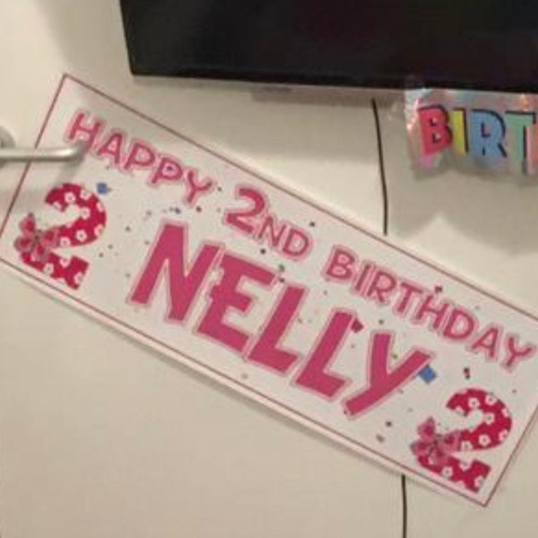2 Personalised 2nd Birthday Banners Available in PINK or BLUE Second ...