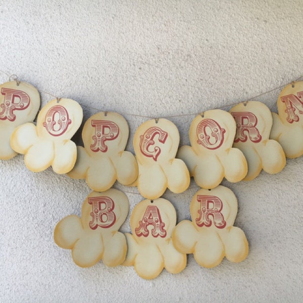 Printable Popcorn Banner, Movie Night Banner, Circus Popcorn Sign ...