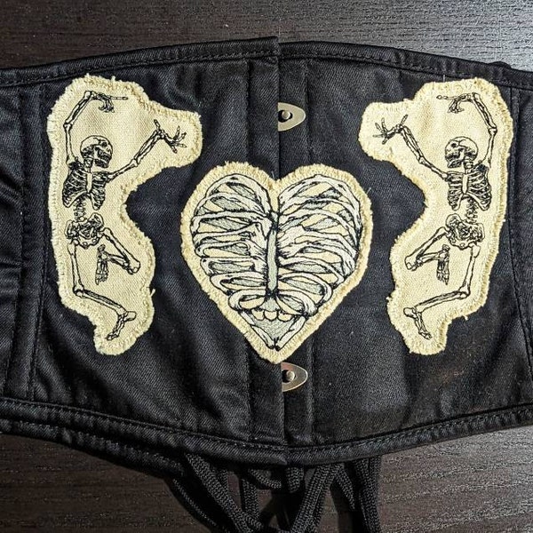 Dancing Skeleton Embroidered Patch Canvas Patch - Hole in My Jeans Patch - Etsy