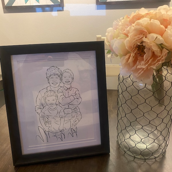 Custom Grandma Portrait, Line Art for Nana & Mom, Unique Grandparents ...