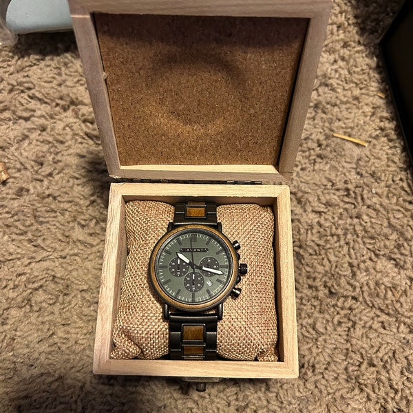 Engraved Wood Watch; Explorer S - 44mm (green Sandalwood & Black Steel ...