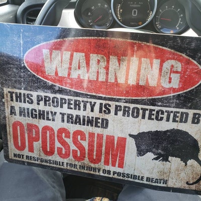Funny Opossum Warning Sign, Opossum Decor, Marsupial, Wildlife Decor ...