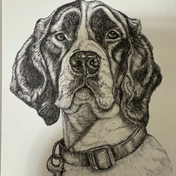 Custom Dog Portrait Commissioned Artwork From Photo Dog Owner Keepsake ...
