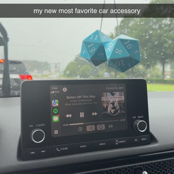 D20 Car Dice [2" Glow in the Dark and White Holographic - "moonbeam ...