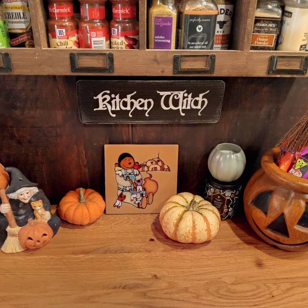 Kitchen Witch Sign, Cottagecore, Goth, Gothic Home, Spooky, Halloween ...