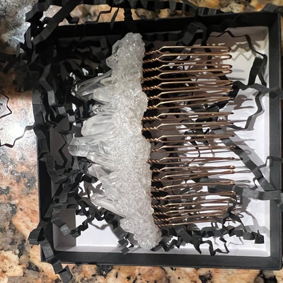 Quartz Cluster Crystal Comb, Wedding Comb, Gold Crystal Comb, Silver ...