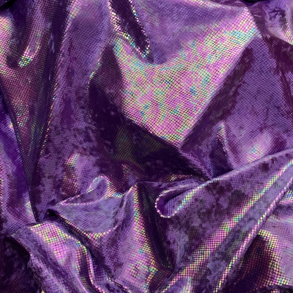 Purple Venom Snake Skin Stretch Velvet Iridescent Spandex Fabric - Sold ...