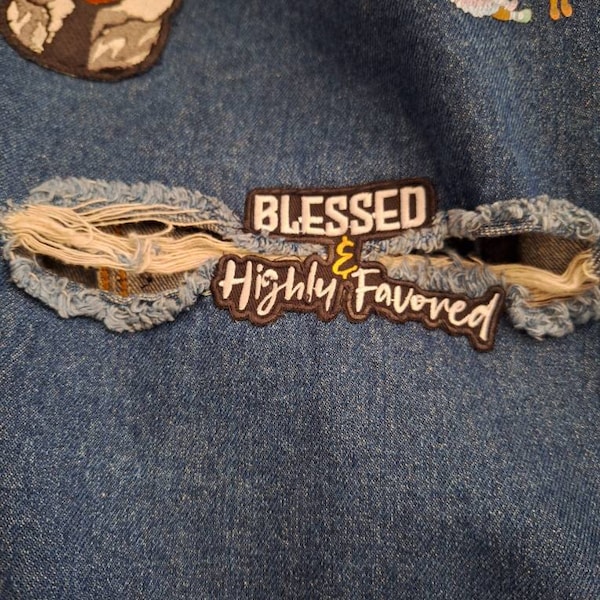Statement Patch, "blessed & Highly Favored" 1-pc, Size 3", Iron-on ...