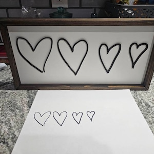 Custom Engraved Single Kids Line Drawing Wood Framed Sign, Kids Drawing ...