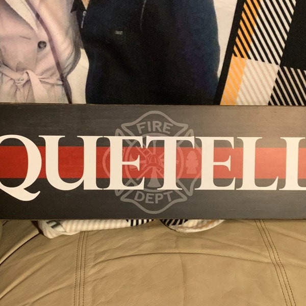 Firefighter Name Sign, Firefighter Decor, Family Name, Fireman Decor ...