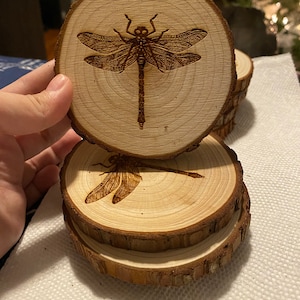 Dragonfly Engraved Wood Coaster Set Perfect Gift for - Etsy