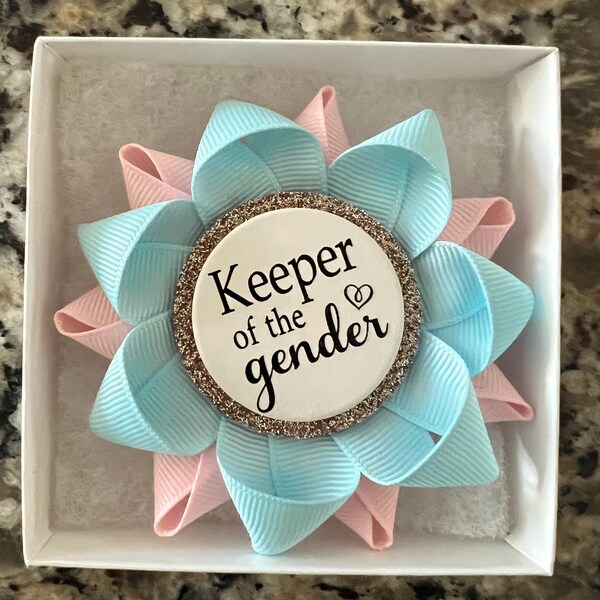 Gender Keeper Pin, Keeper of the Gender Pin, Pink and Blue Gender ...