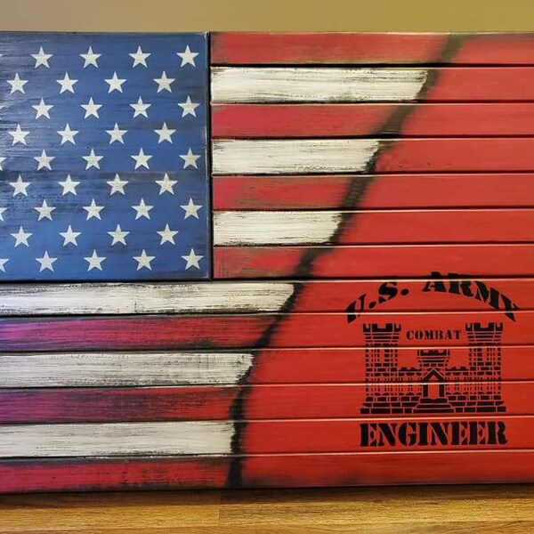 Premium Large American Flag With Combat Engineer Logo - Etsy