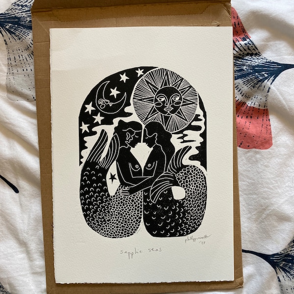 The Crying Giant Original Linocut Print Inspired by Tales of Nature ...