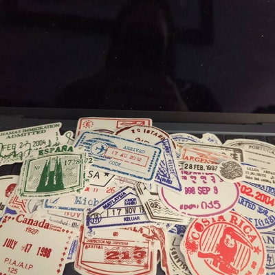 25/50 Vinyl Clear Passport Stamp Stickers, Die Cut Decal Set ...