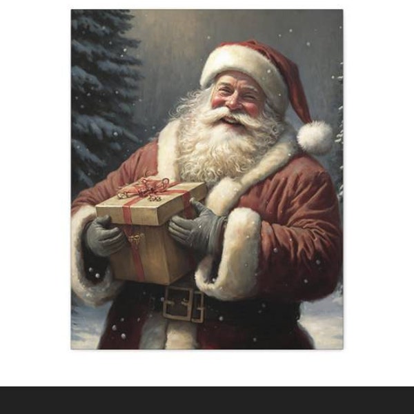 Canvas Gallery Wraps Santa Claus Christmas Home Decor Merry Christmas ...