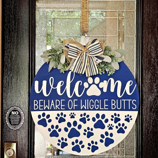 Wiggle Butts Door Hanger, Wiggle Butts Sign, Dog Door Hanger, Hope You ...
