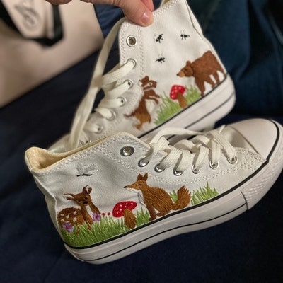 Embroidery Converse Frog and Mushroom Embroidery Wedding - Etsy