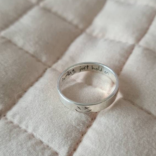 Personalized Handwriting Ring,actual Handwriting Band Ring,anniversary ...