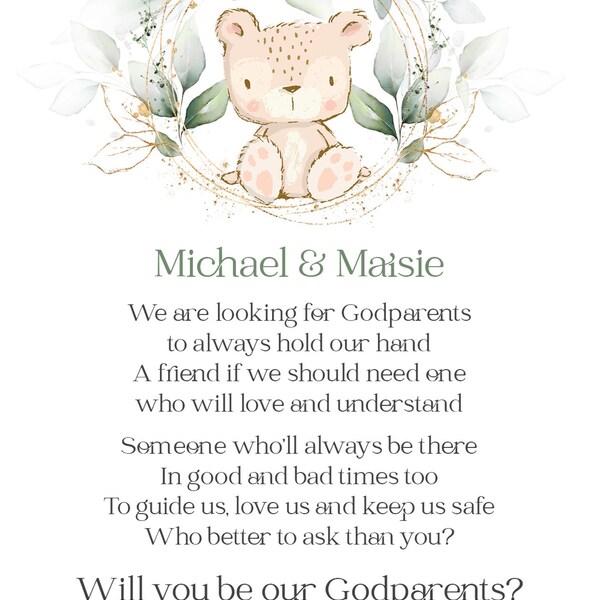 DIGITAL Will You Be My Godparents Proposal Poem Card, Godmother ...
