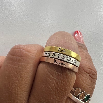 Custom Name Ring Personalized Stacking Ring Mixed Metal Stacking Ring ...