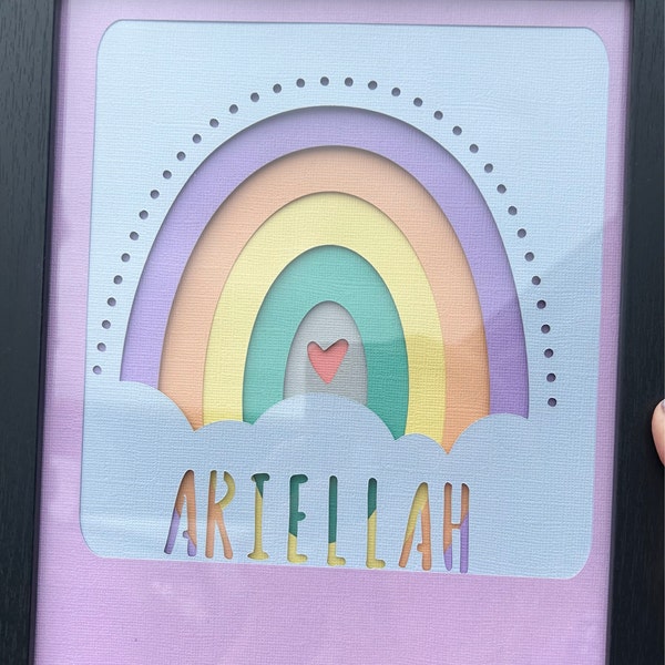 3D Custom Name Shadow Box, Boho Rainbow Svg, Layered Paper Art, Files ...