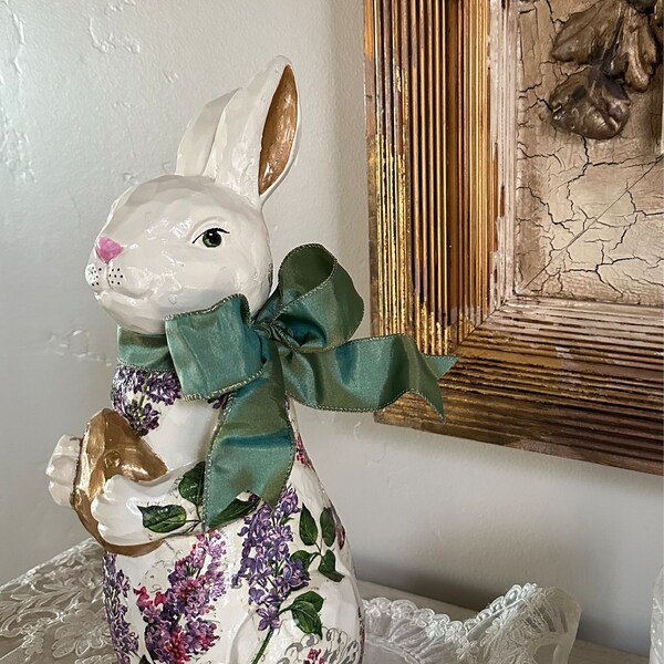 Hand Painted Rooster, Whimsical Black and White Check Gold Detail, 6 ...