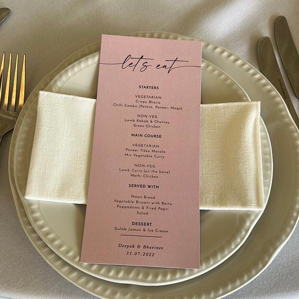 Modern Wedding Dinner Menu, Minimalist Wedding Menu, Wedding Food Menu ...