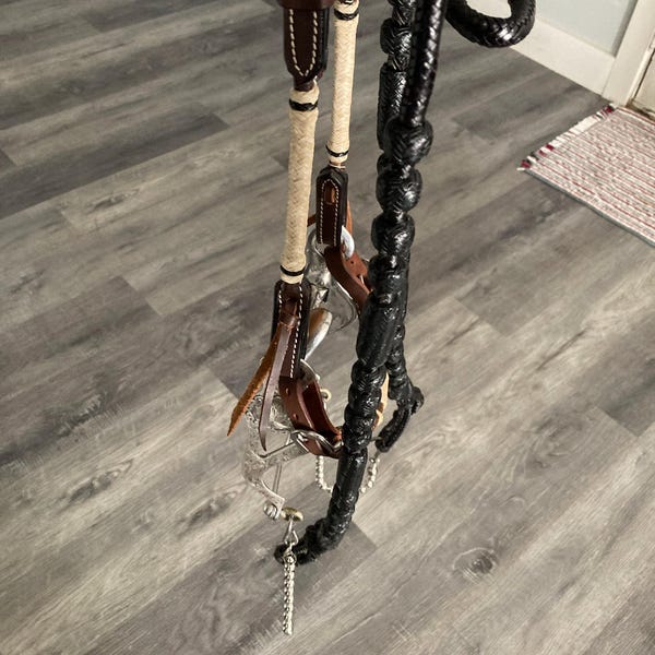 Handmade Bosal Set, 40 Plaits Rawhide Natural & Black Bosal Set, Bosal ...