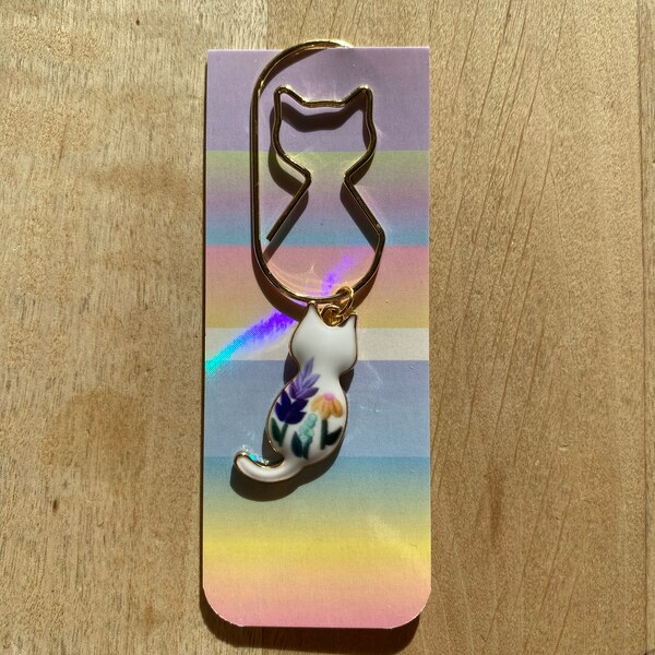 Cute Cat Paper Clips With Charm, Cat Themed Paperclip Bookmark - Etsy