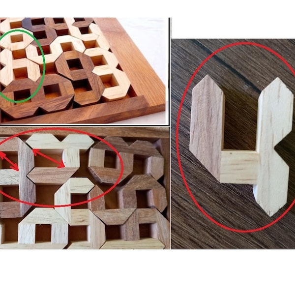 Double Tangram - Wooden Brain Teaser - 65 Puzzles in 1 - Card Box ...