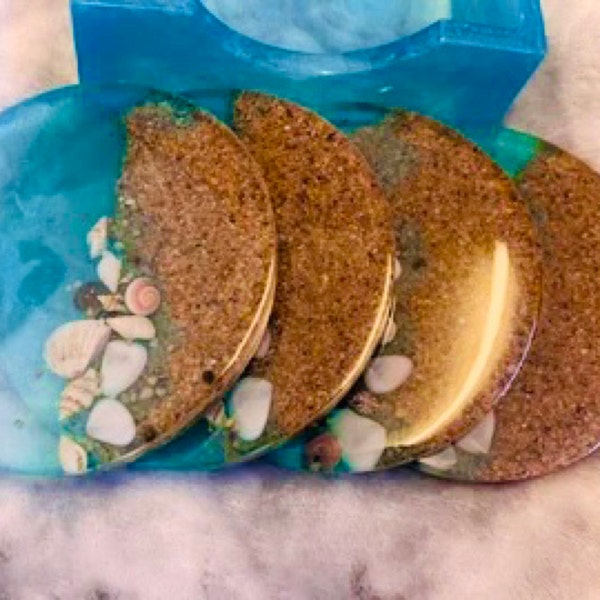 Beautiful Beach Theme Coasters. as Individual or a Full Set, Perfect ...