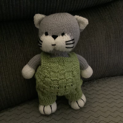 Cat Knitting Pattern DIY Stuffed Animalcat in Overall Gift - Etsy