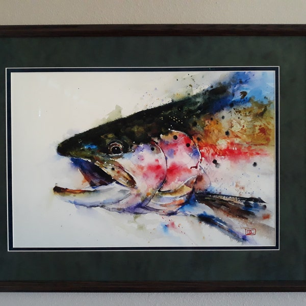 RAINBOW TROUT Colorful Abstract Fish Watercolor Fish Print by Dean ...