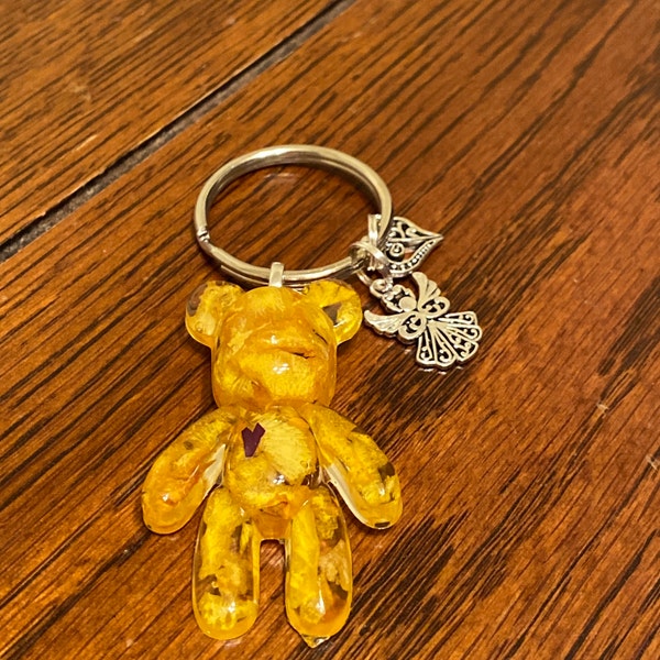 Little Bear Keychain Made From Dried Flower Petals, Funeral Flower ...