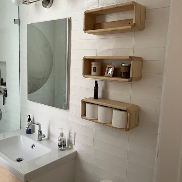 Free Shipping | Bathroom Organizer | Floating Wooden Box Rack ...