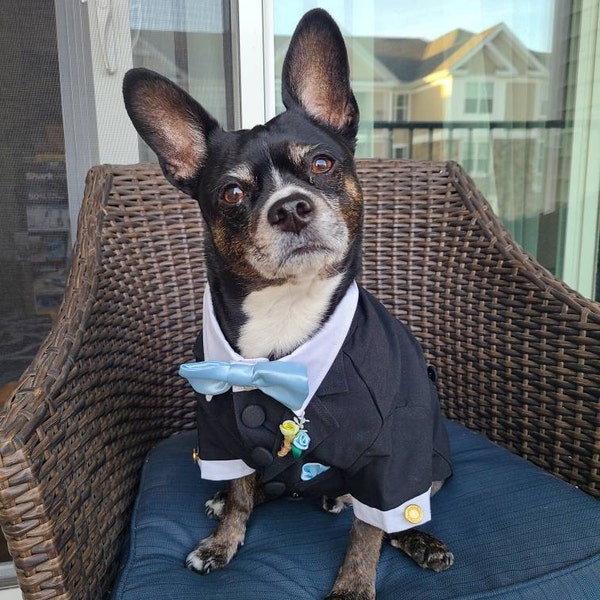 Dog Tuxedo, Dog Suit, Dog Wedding Attire, Navy Blue, Navy Blue Dog ...