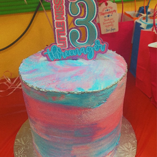 Little Miss Threenager Cake Topper 3nager 3rd Birthday Cake Topper ...