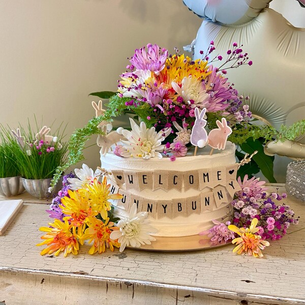 Birthday Cake Banner / Rustic Birthday Cake Topper / Happy Birthday ...