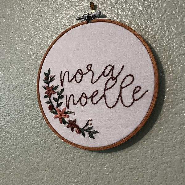 Hand Embroidered Name Hoop, Personalized Embroidery Hoop, Baby Name ...